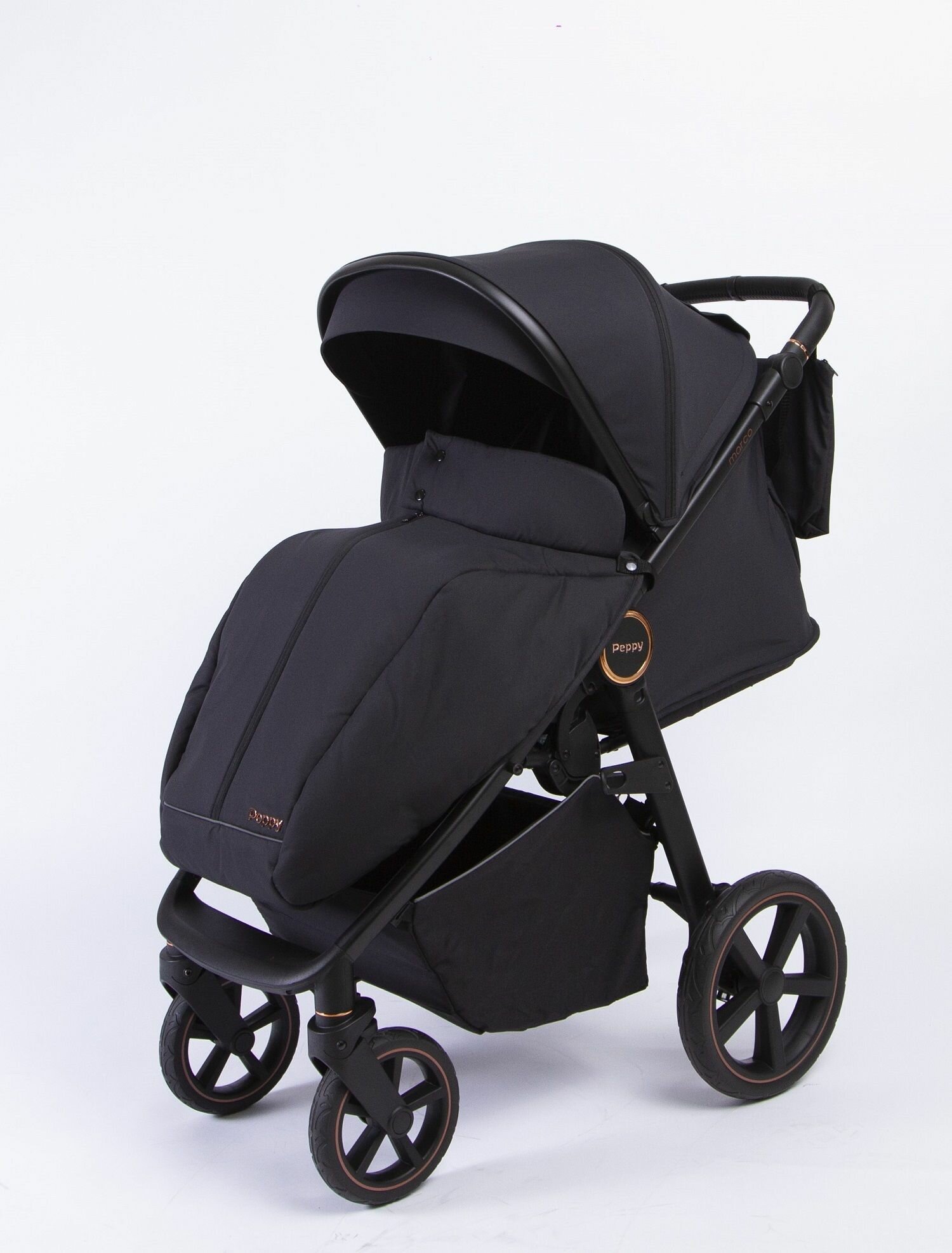 Коляска прогулочная Peppy Marco black rose , большая удобная проходимая