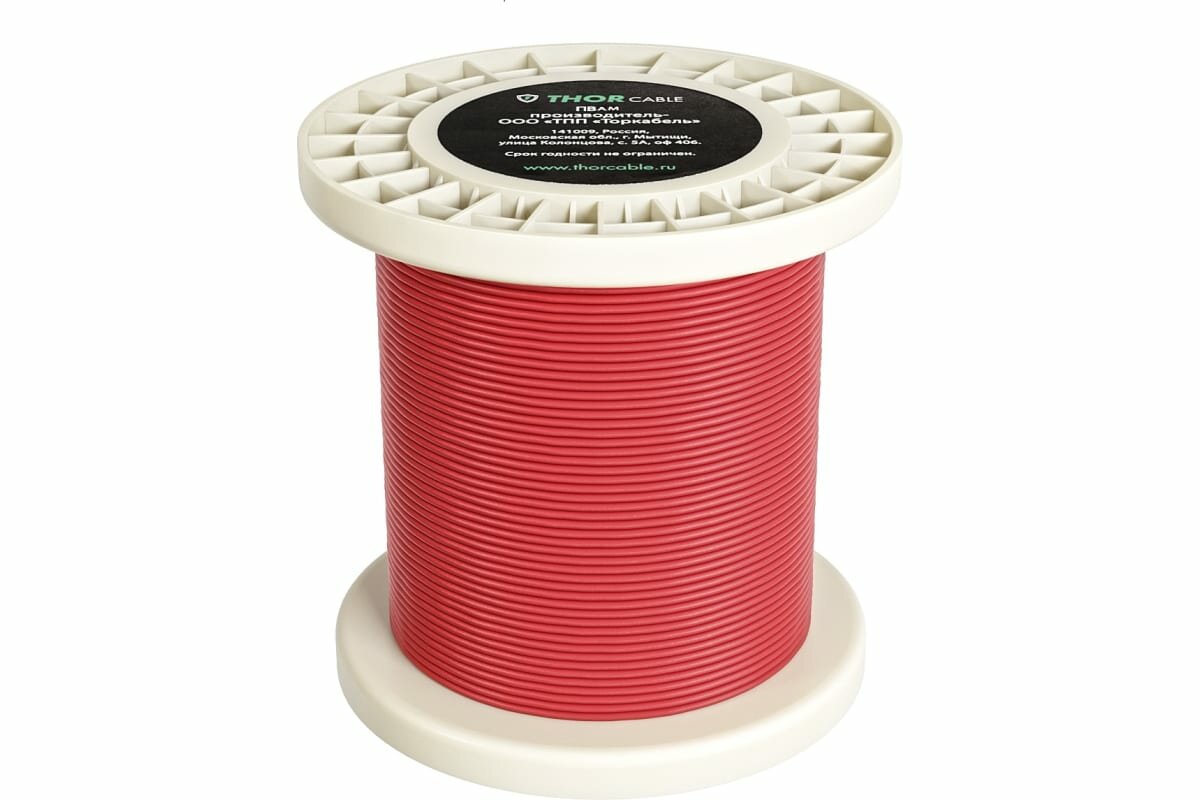 Торкабель Пвам 0,35 красный, 100 м на катушке - кабель питания Пвам, арт 0712179201460