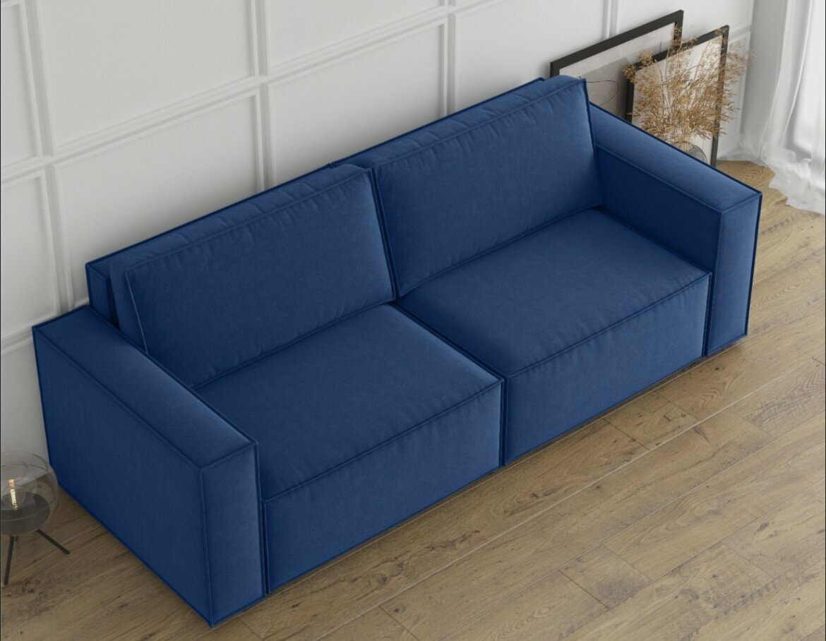 Диван MF-SOFA "Элизабет", модульный, прямой, с ящиком для белья, антивандальный, синий