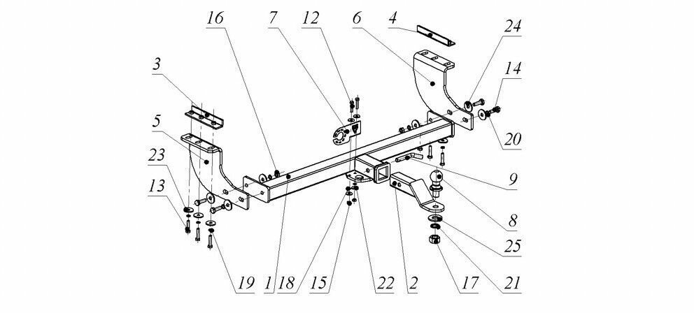 Фаркоп с элект. Smart, на Ford Ranger FA 0829-E (с 2012 г. в.) (паспорт и сертификат в комплекте) Бизон