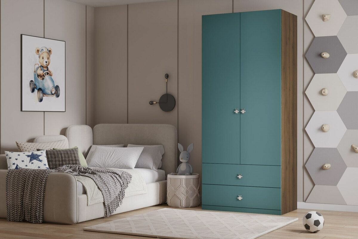 Шкаф распашной Скарабей-2.2 Аквамарин для одежды двухдверный 90*210*52