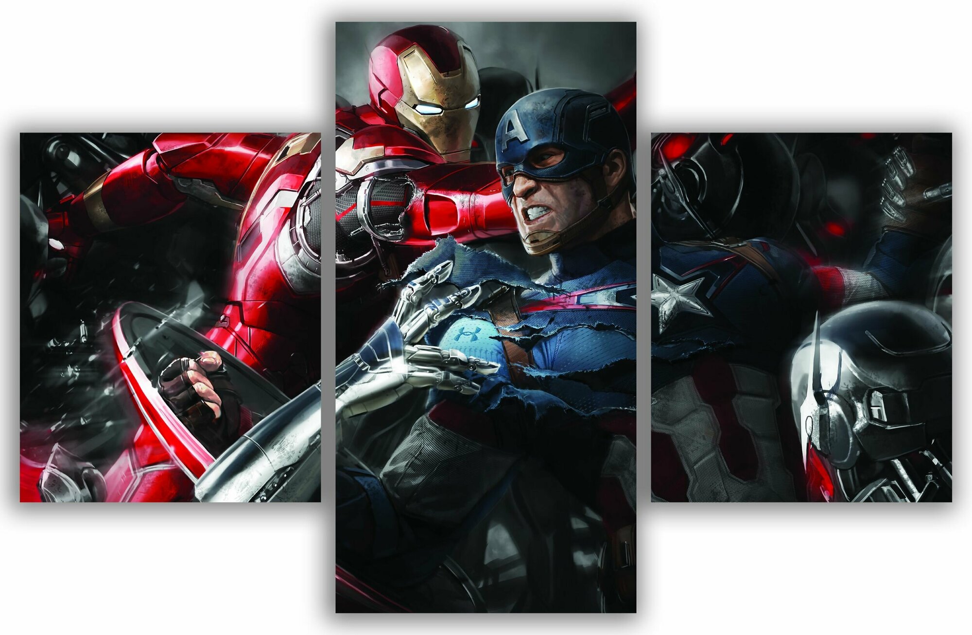 Модульная картина Капитан америка и железный человек 120х80