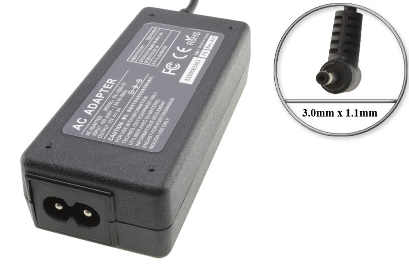 Адаптер (блок) питания 12V, 3A, 36W, 3.0mm x 1.1mm, отд. шнур, зарядное устройство для ноутбука Maibenben JinMai 6 и др.