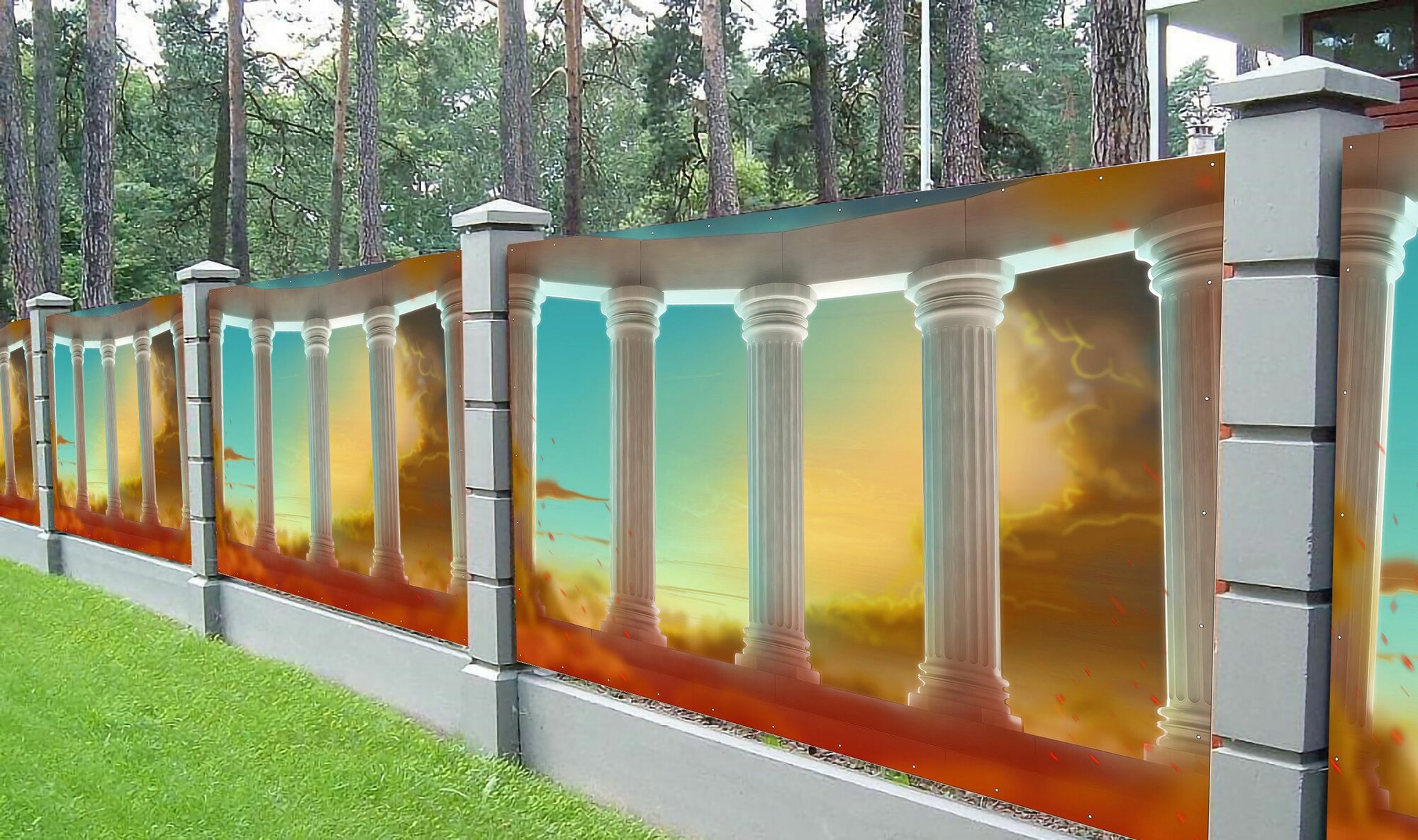 Фотосетка для забора, фасада Фотофасад с люверсами 3 х 2 м