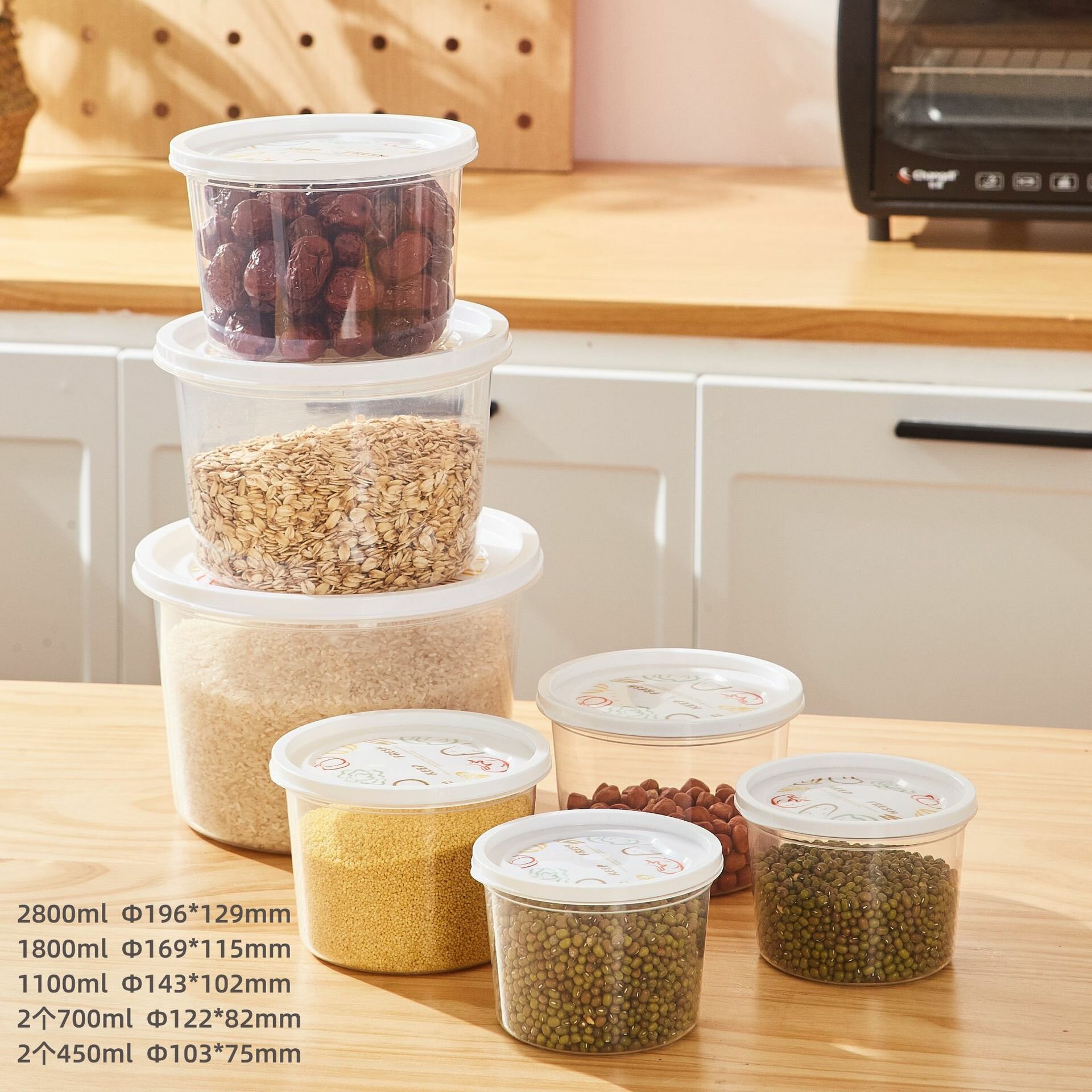 Пластиковый круглый ланч-бокс для еды, контейнер для хранения свежести, герметичный органайзер для холодильника, контейнер для хранения круп