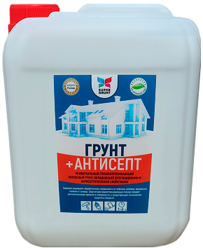 Грунтовка Super Decor Супергрунт-100 + Антисепт 1л для Резиновой Краски / Супер Декор.