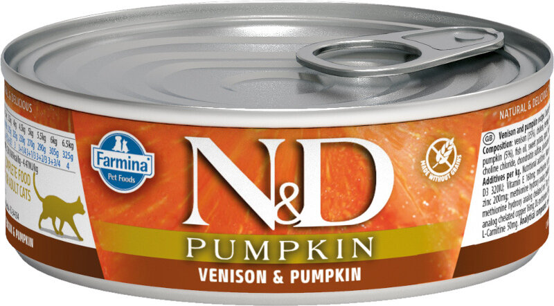 Влажный корм Farmina N&D Cat Pumpkin для кошек, оленина с тыквой, 6 штук по 70 гр