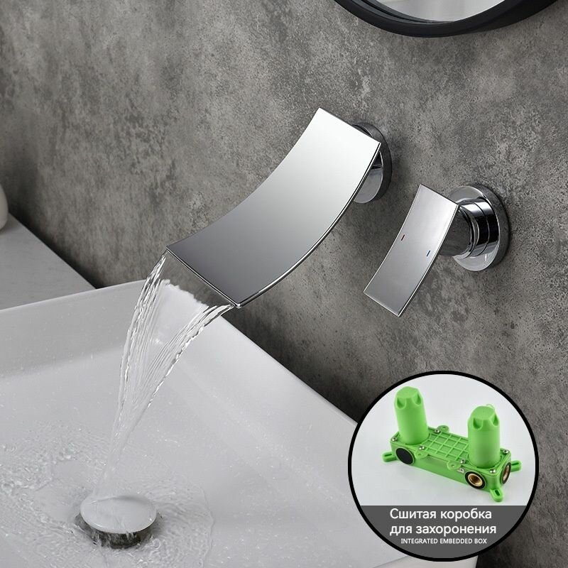 Встроенный в стену смеситель, полностью медный, с системой управления горячей и холодной водой