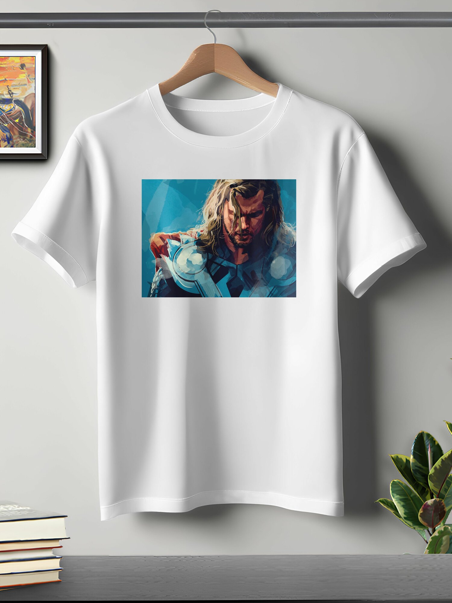 Футболка ONEQ унисекс 64-66 (5XL) размер с принтом Тор, белая