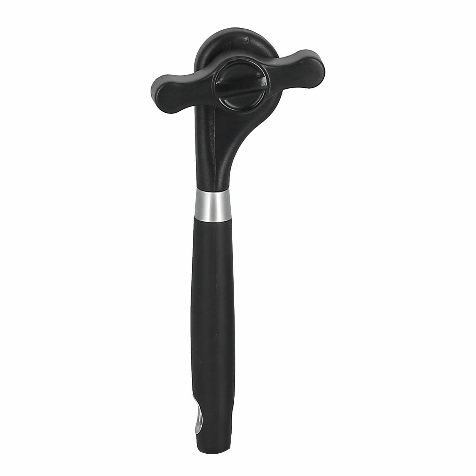 Ручной консервный нож с нескользящей ручкой из нержавеющей стали, гладкий край, открывалка для бутылок, черная, для кухни, удобная прямая ручка K3