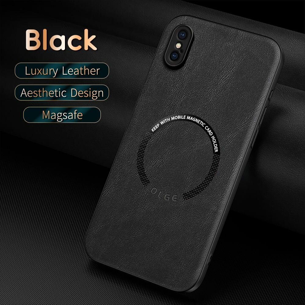 OLGE Роскошная кожаный MagSafe чехол для Apple iPhone XS Max (Айфон Хс Макс)