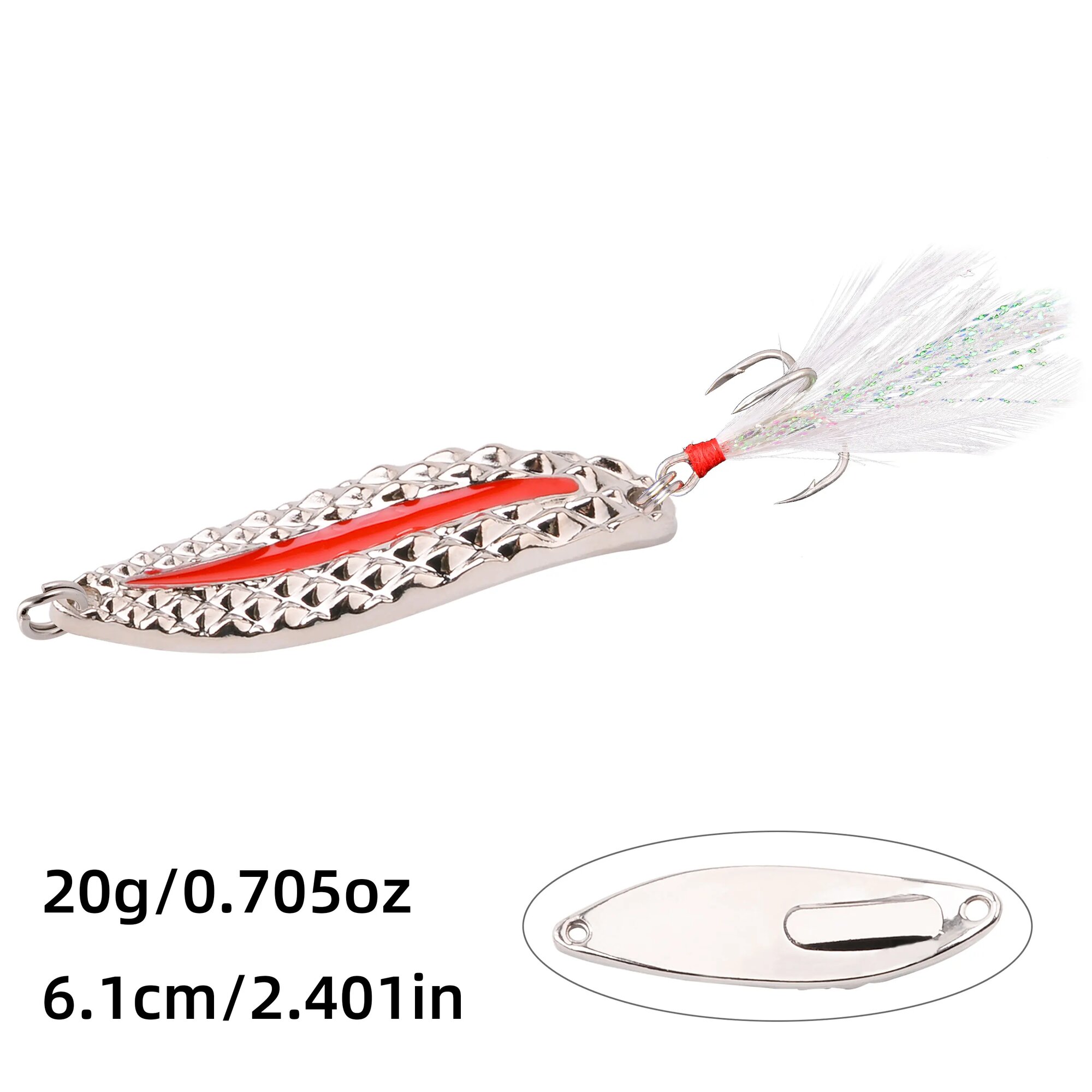 Металлическая светящаяся блесна-ложка, 2.5-20 г Белый, D-20g- 1 Hook