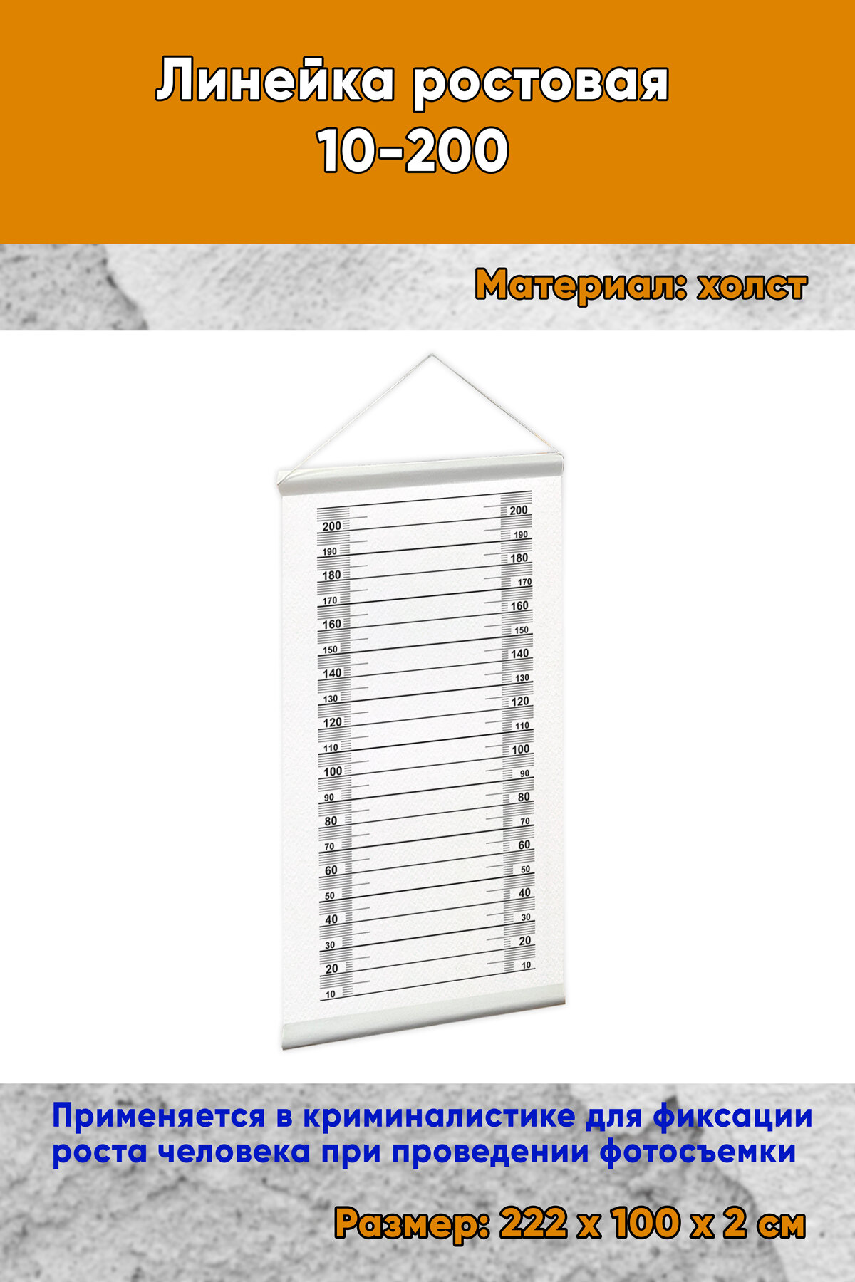 Линейка ростовая 10-200 (размер 35 x 25 см)