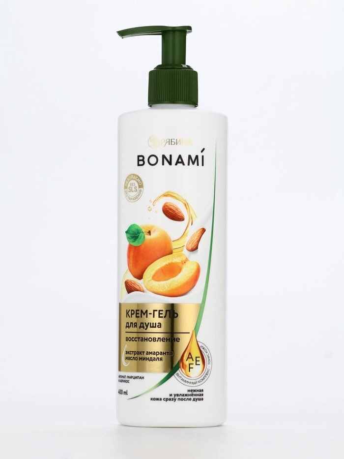 BONAMI Крем-гель для душа «Марципан и абрикос», нежность и увлажнение, 400 мл, BONAMI