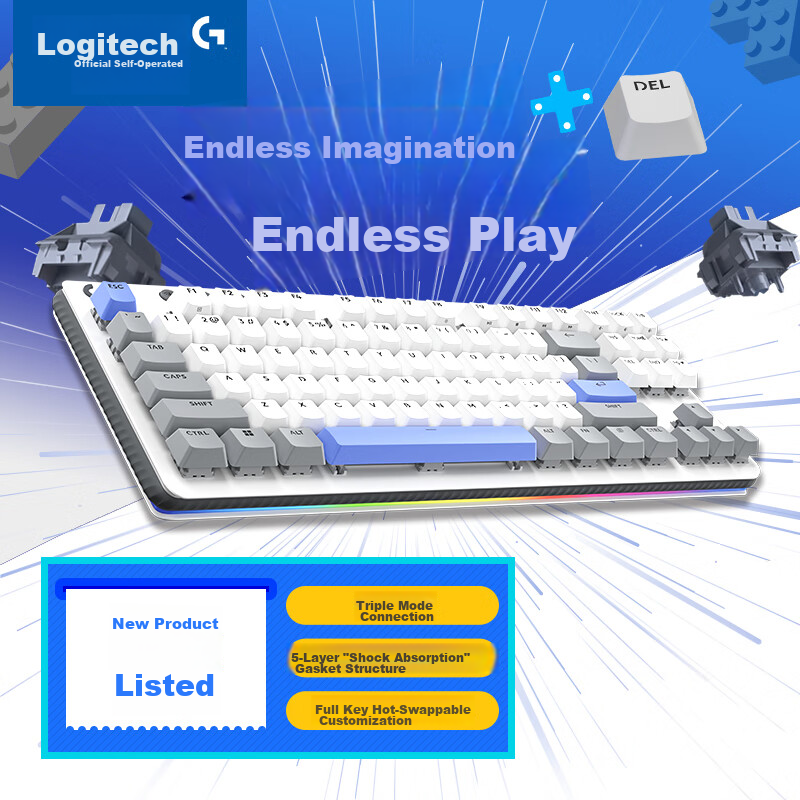 Игровая клавиатура Logitech (G) G517, White, Wireless/Bluetooth, настраиваемая, TKL