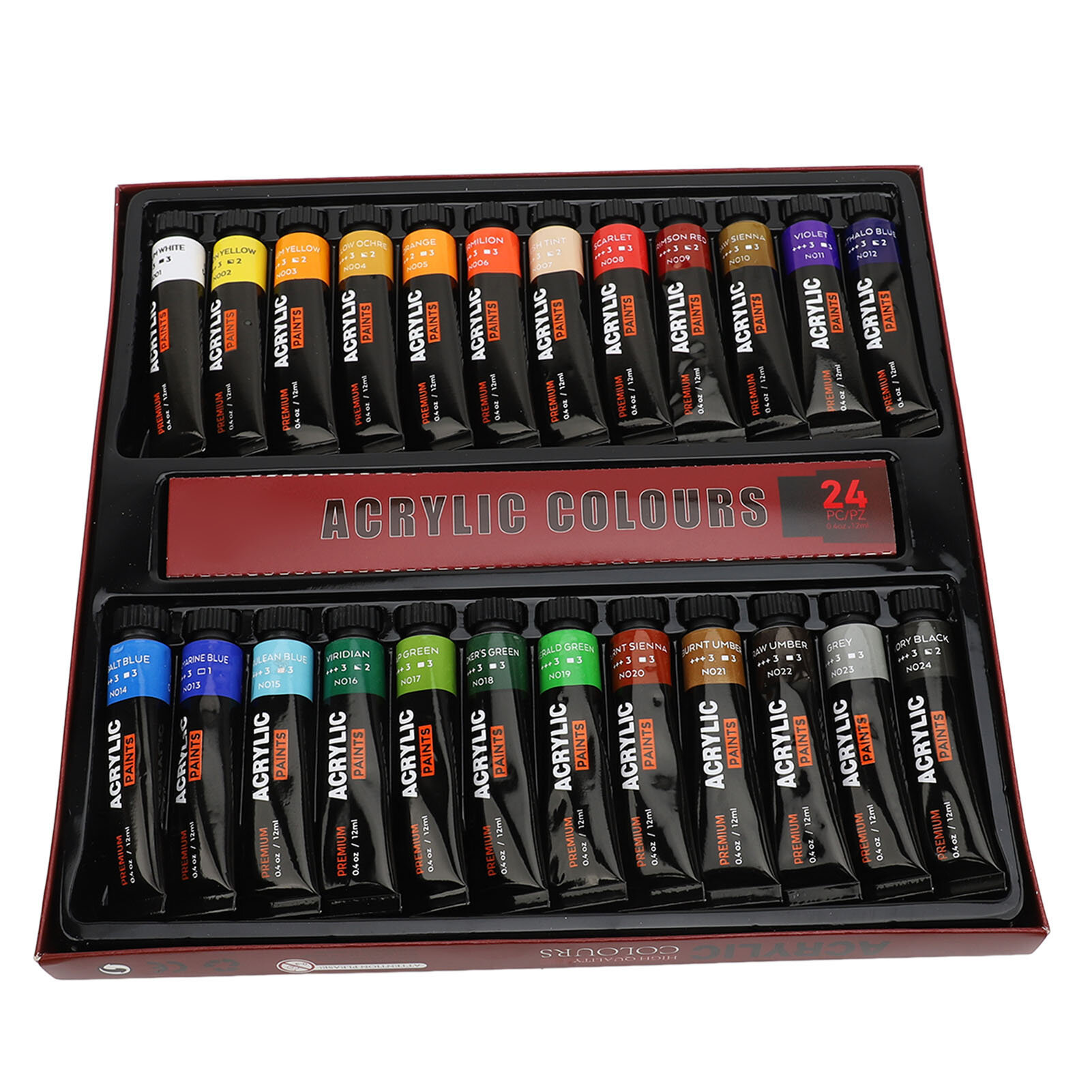 Масляные краски в алюминиевых тубах, 24 цвета, 12 мл 0.4 унции для художников и начинающих 0.4OZ 12M