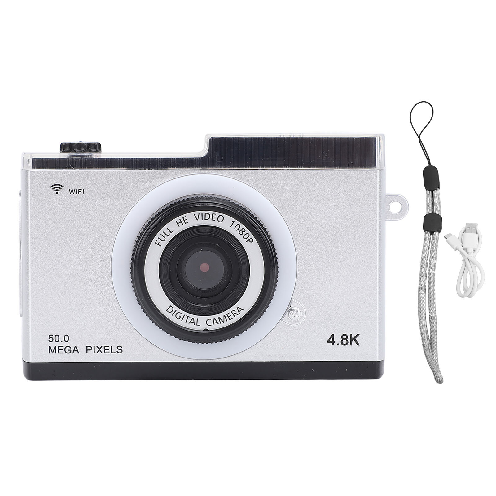 Цифровая камера 48m 1080p 8x цифровой Zoom Поддержка беспроводной верности трансмиссия ретро компактная камера с MP3 -воспроизведение фильтров Filters Frame Silver