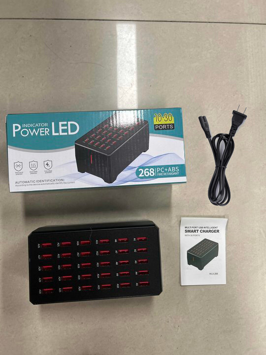 Зарядная станция USB мощностью 150 Вт с 30 портами, многопортовая настольная зарядная док-станция для смартфонов, планшетов, ПК и ноутбуков.