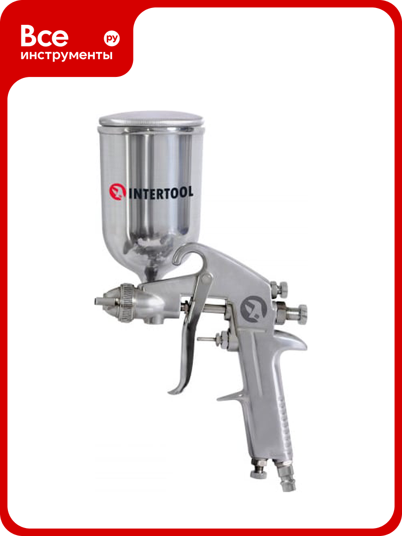 Пневматический краскопульт INTERTOOL HP, форсунка 1.5 мм, бачок 400 мл PT-0202