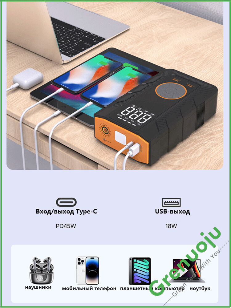 45W последняя версия Повербанк для ноутбука Внешний аккумулятор 12000mAh 45Wh модель x5