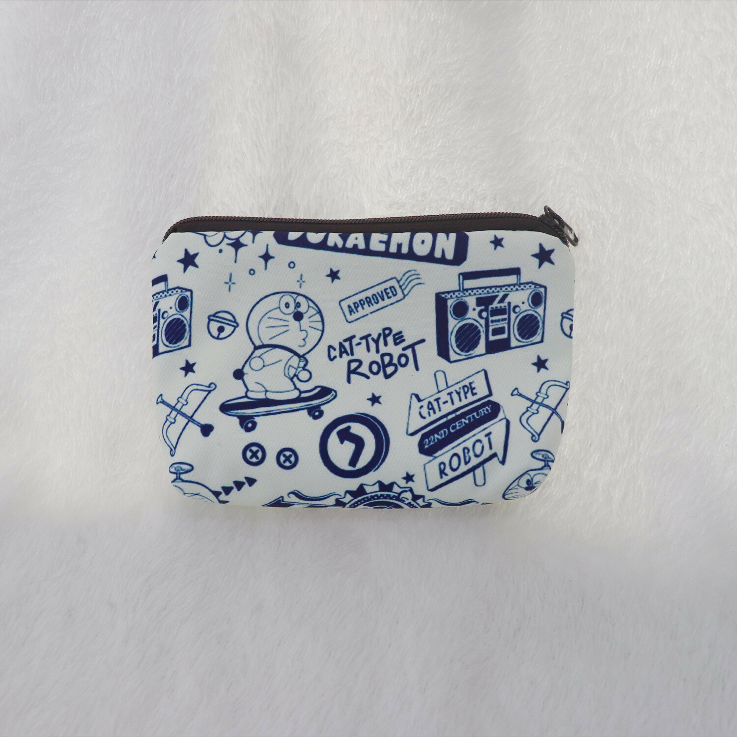 Miniso Кошелек для монет Дораэмон, караоке-цепочка, мягкий, компактный, портативный, милый мультяшный принт, креативный женский кошелек для монет.