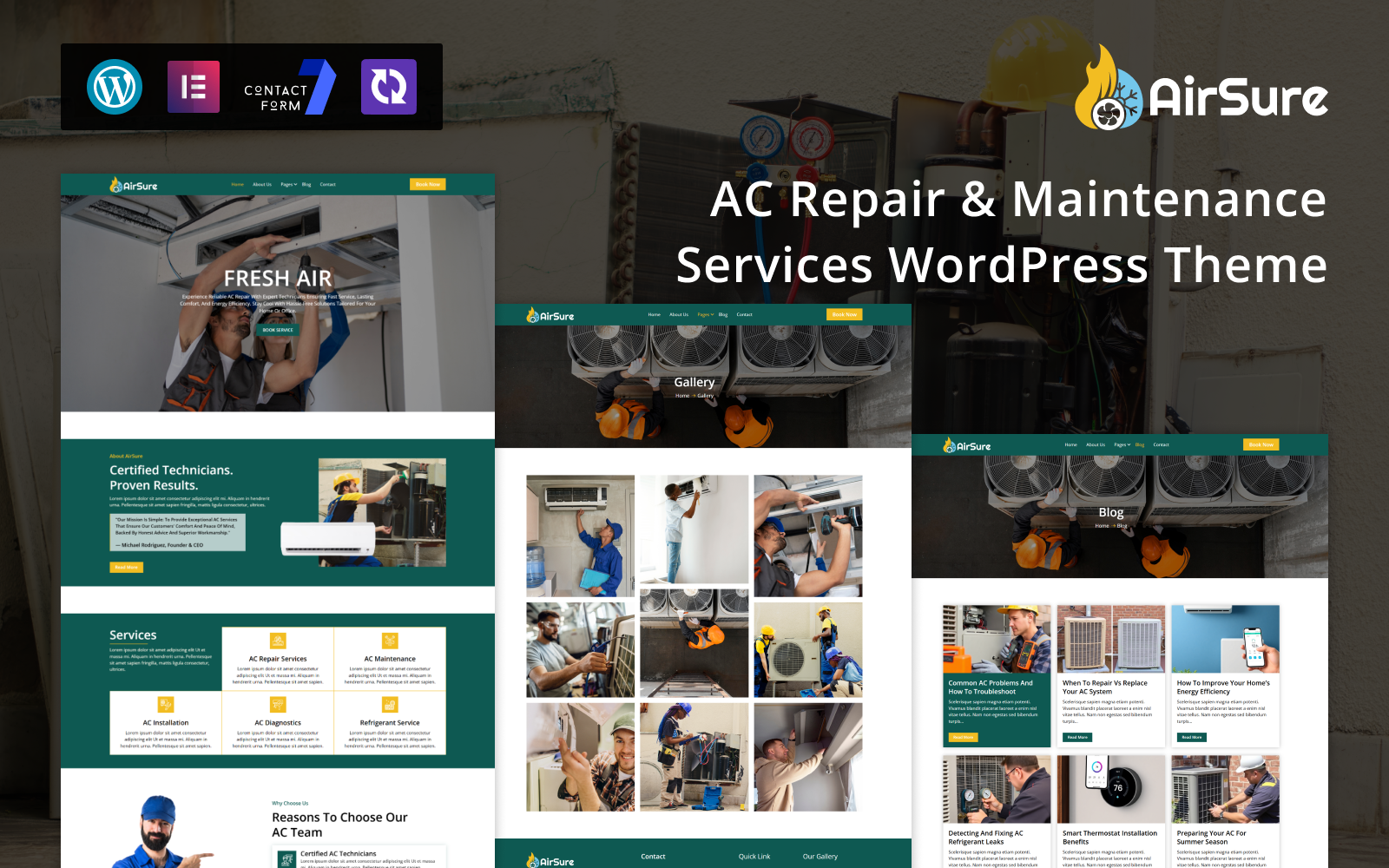 Подарочный сертификат на Шаблон для сайта Вордпресс с демоконтентом AirSure – AC Repair & Maintenance Services WordPress Theme