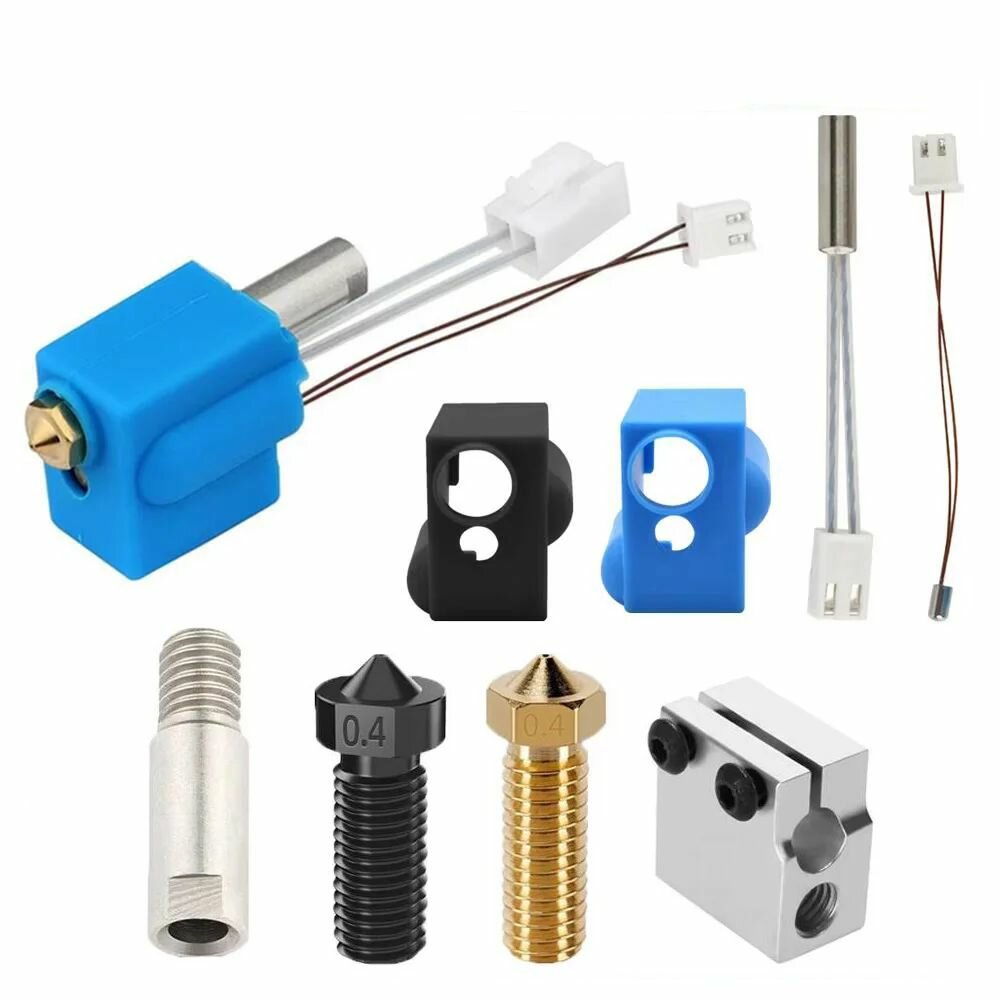 Для экструдера Sidewinder X1/X2 Genius Hotend: силиконовый нагревательный элемент, терморезистор, нагревательный блок, комплект сопла Volcano.