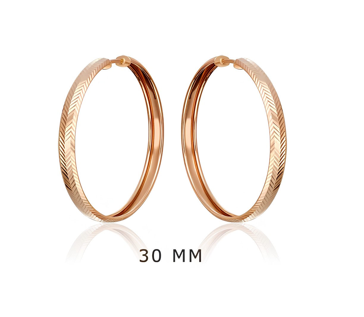 Серьги конго, красное золото, 585 проба, гравировка