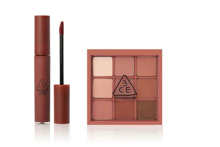 3CE Набор из 9 теней и жидкой помады женский бархатистая матовая легкая в растушевке 2 предмета 5733532