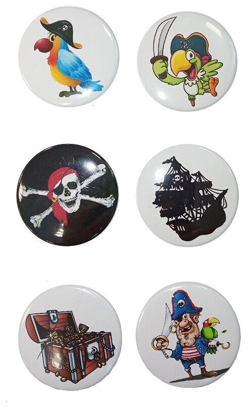Набор значков ГК Сфера "Пиратская вечеринка", пластик/металл, 6 шт, разноцветный