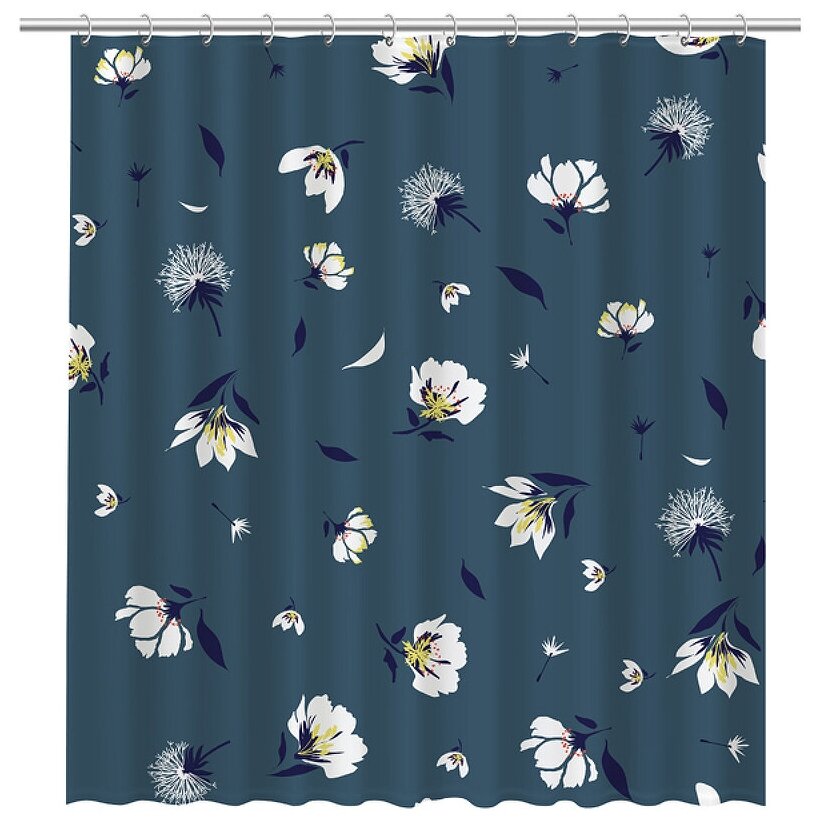 Шторка для ванны Fixsen Design Crosus FX-2513 180х200 Синий с цветами