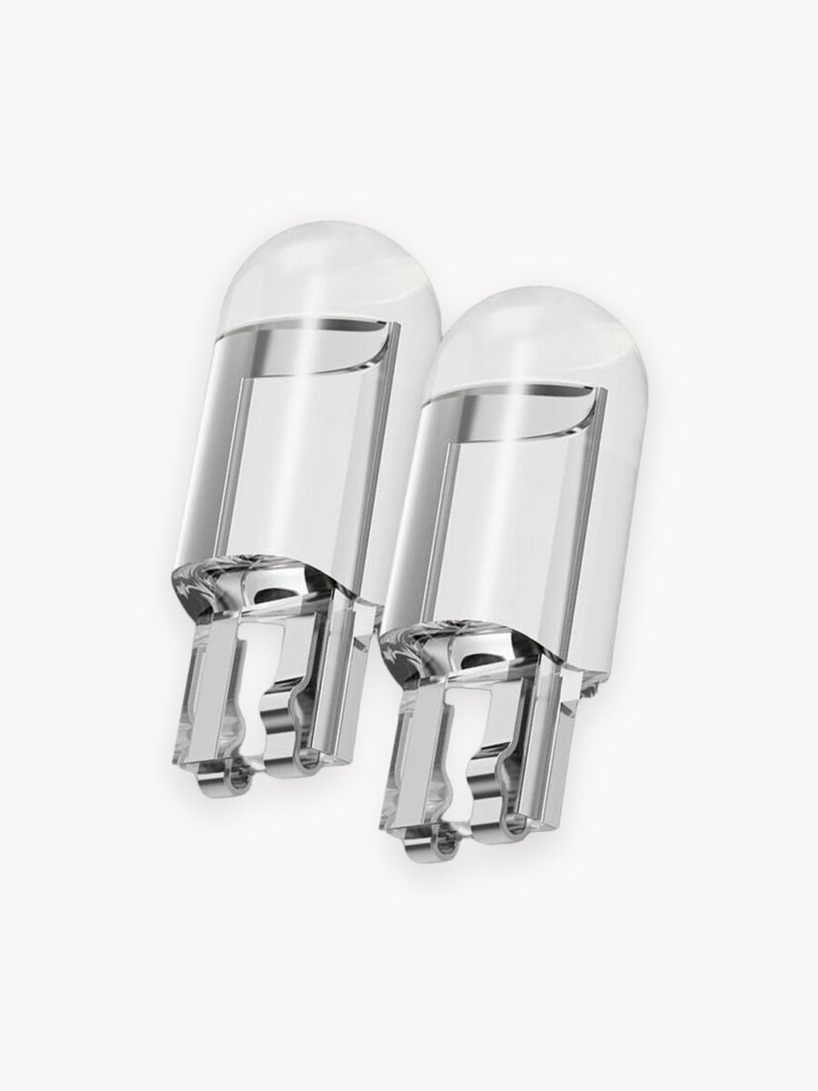 Лампа автомобильная W5W, T10 светодиодная, голубой свет, 2 шт в габариты, дхо, подсветку салона/багажника/номеров/дверей/салона