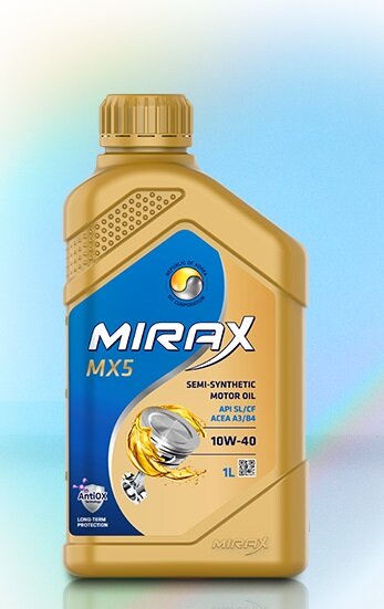 Полусинтетическое моторное масло Mirax MX5 10W-40 API SL/CF, канистра 1 литр — фото 1