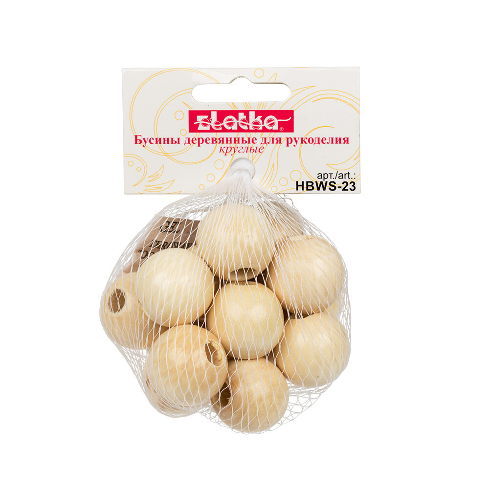Бусины деревянные для рукоделия Zlatka HBWS-23 22 мм 10 уп по 15 шт св. дерево