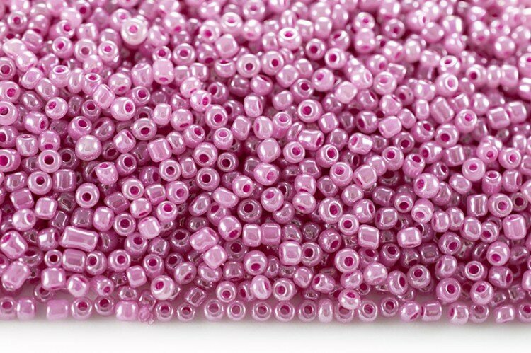 Бисер китайский круглый размер 12/0, цвет 0155 розовый непрозрачный, блестящий, 450г