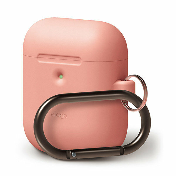 Elago силиконовый чехол с карабином для наушников AirPods 2, Peach