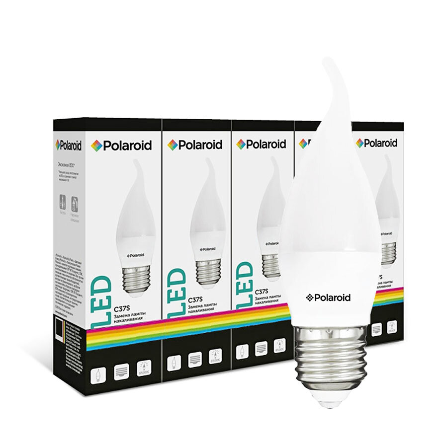 Светодиодная лампа Polaroid 220V C37S 8W 4000K E27 650lm (5 шт.)