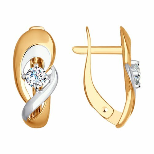 Серьги, красное золото, 585 проба, фианит
