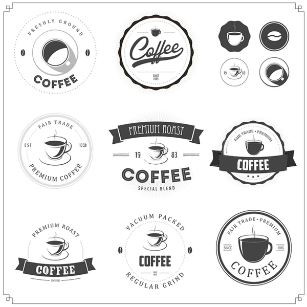 Наклейки стикеры Черно-белые наклейки для кофейни