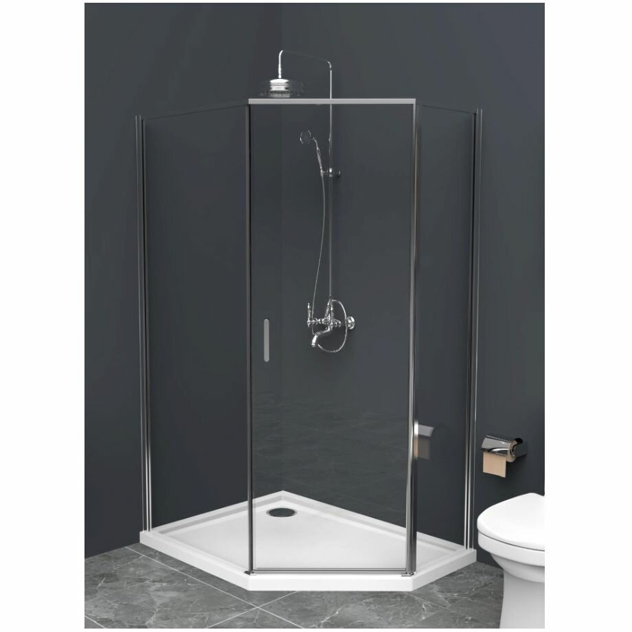 Душевой уголок BelBagno UNO-195-PH-1-100/80-C-Cr хром, стекло прозрачное 5 мм (1000х1950х800)