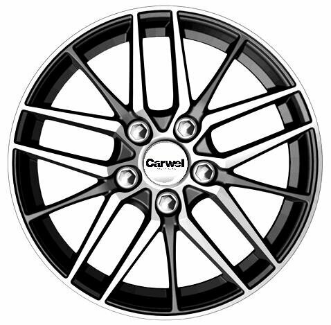 Диск автомобильный литой Carwel Лача 16x6.5 5x114.3 et40 dia66.1 Чёрный глянцевый с полированной лицевой частью