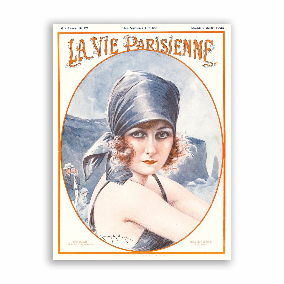 Постер на бумаге в стиле Пин-ап / La Vie Parisienne - Pour Changer De Paris A Trou-Sur-Mer / Размер 40 x 53 см