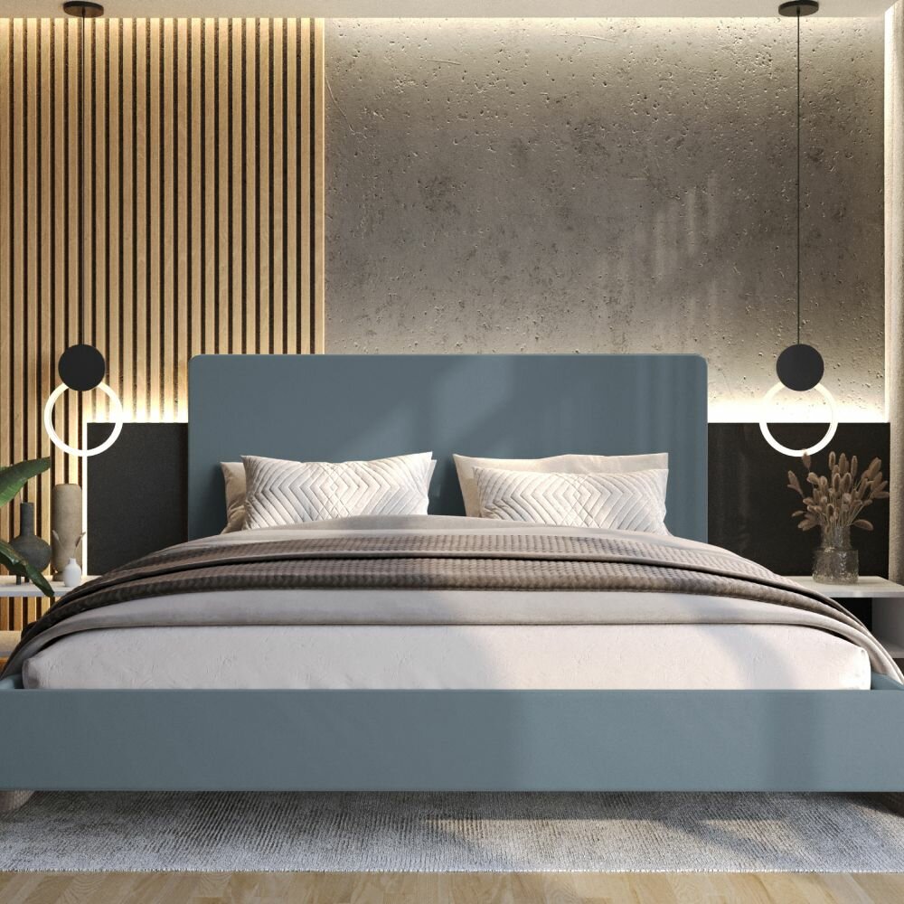 Кровать двуспальная 140x190 парящая Ракель цвет Серо-зеленый