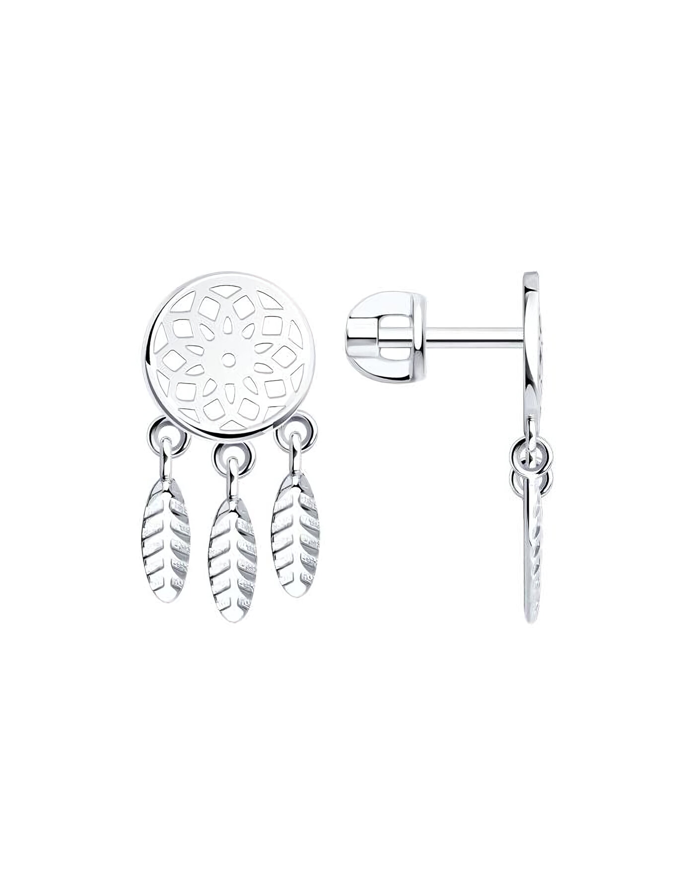 Серьги пусеты, серебро, 925 проба, родирование