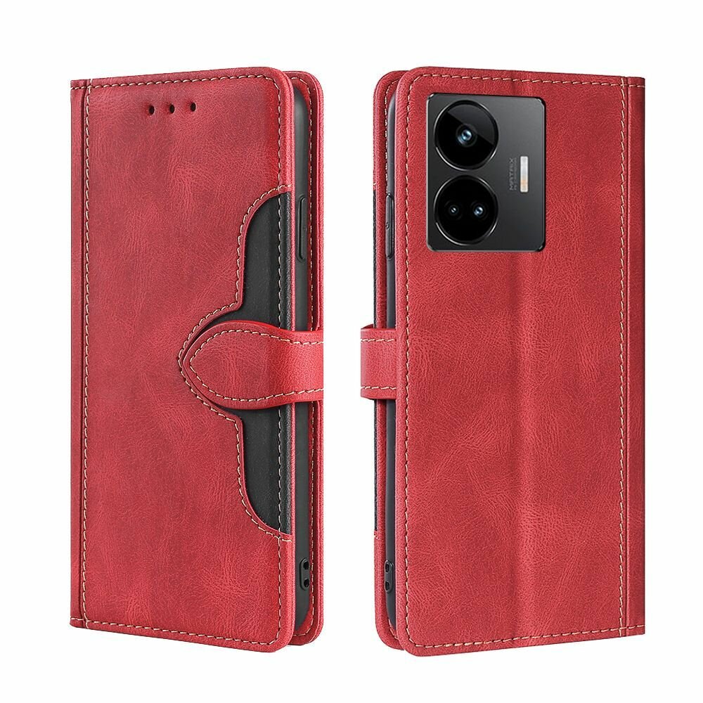 Чехол-книжка MyPads для Realme GT Neo 5/GT3/GT Neo 5 240W / Реалми GT Нео 5/GT3/GT Нео 5 240W, узор в сочетании с другим цветом (красный)
