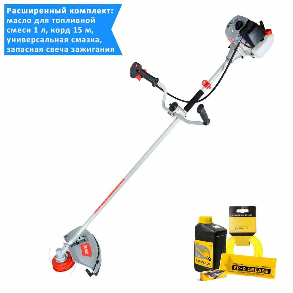 Триммер бензиновый (мотокоса) Ресанта БТР-2900П, 3.9 л. с, леска/диск, неразъемная штанга + масло, свеча, смазка и леска