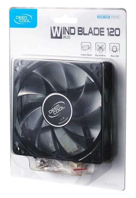 Вентилятор для корпуса Deepcool Wind Blade 120 LED 120х120х25 мм, черный 3-pin 4-pin Moleх 26дБ (DP-FLED-WB120)
