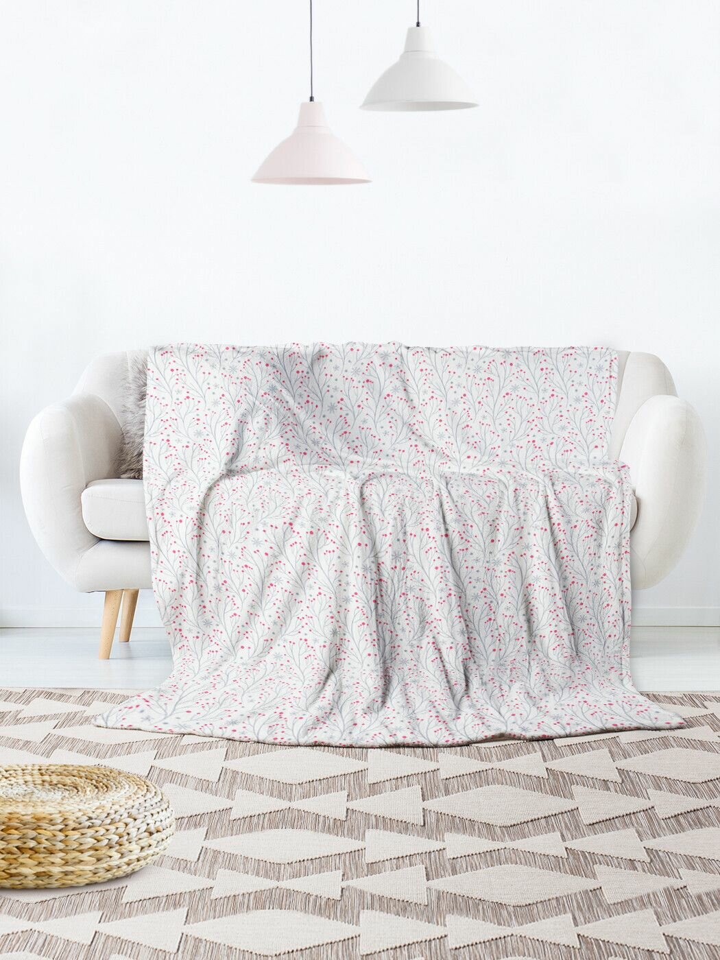 Плед с принтом JoyArty "Новогодние ветки", из велсофта, 180x230 см