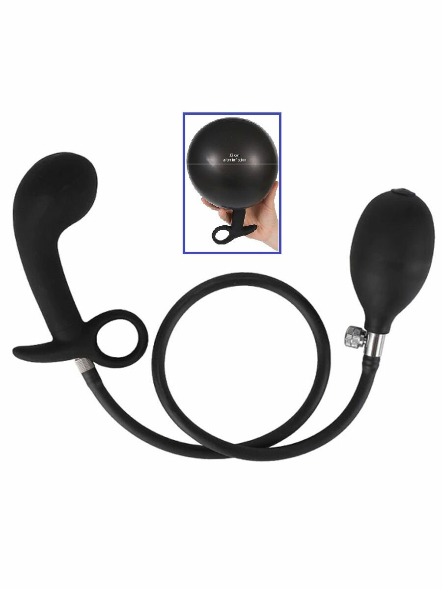 Надувная анальная пробка-расширитель с грушей для ношения, 10см