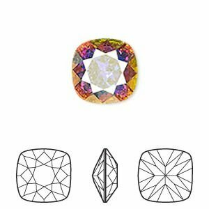 Ювелирный кристалл Swarovski, Квадрат (#4470), 12мм, кристально-прозрачный с AB, с фольгой, 1 шт.